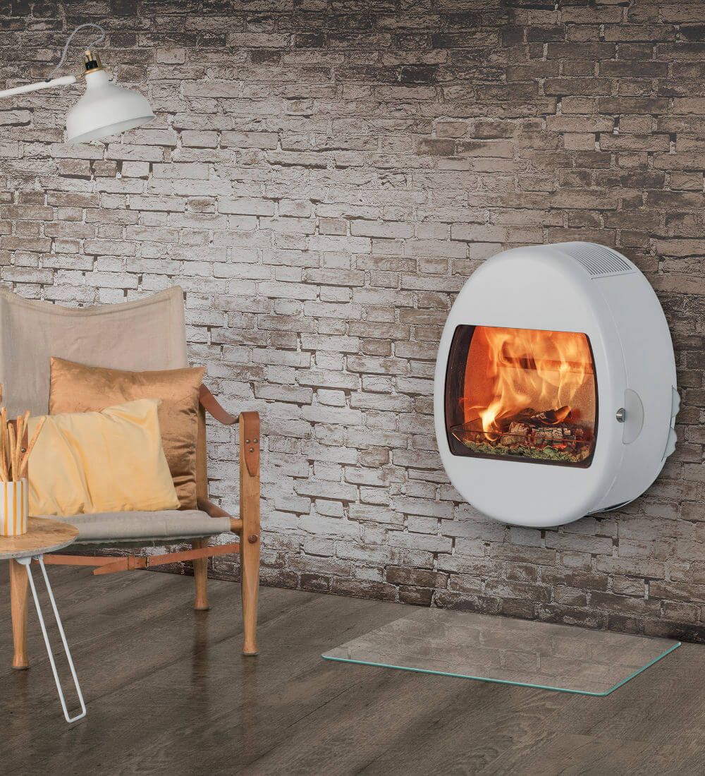SCAN 66-1 White Enamel Wood Burning Ecodesign Wall Mounted Stove - The ...